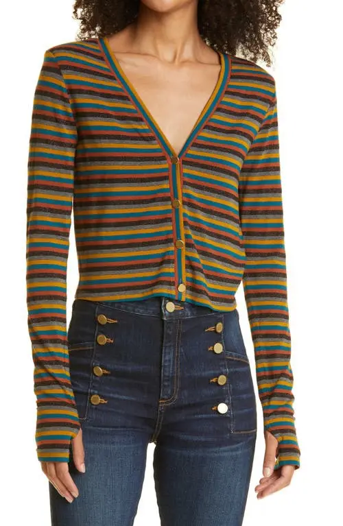 Ramy Brook Jordan Stripe V-neck Cardigan