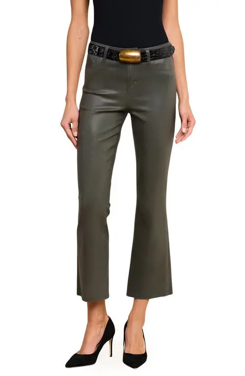 L'Agence Kendra Coated High-waist Crop Flare Jeans - Ash Olive Coated