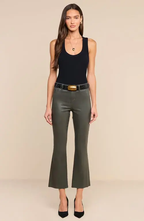 L'Agence Kendra Coated High-waist Crop Flare Jeans - Ash Olive Coated