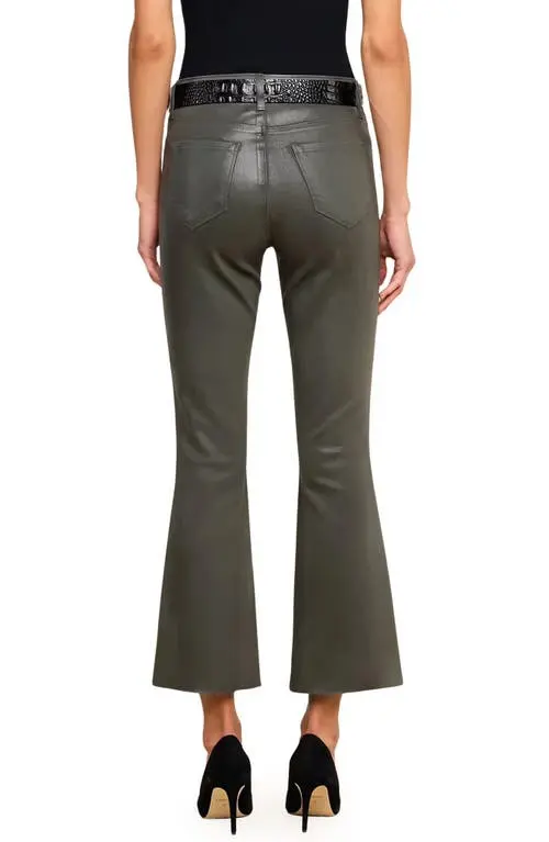 L'Agence Kendra Coated High-waist Crop Flare Jeans - Ash Olive Coated