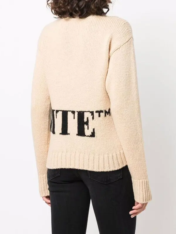 Off-White Intarsia Logo Crew-neck Jumper - Neutrals