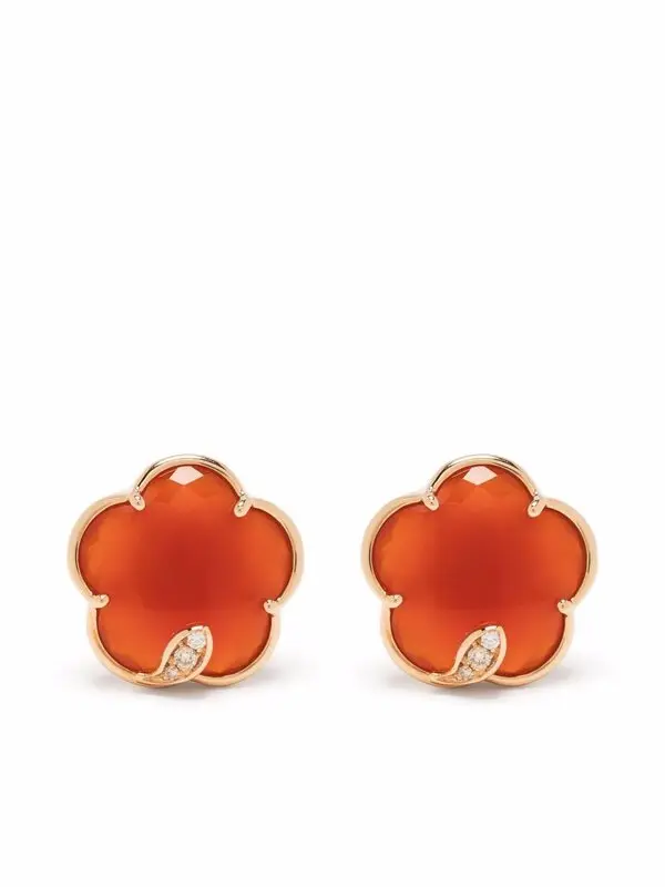 Pasquale Bruni 18kt Rose Gold Carnelian And Diamond Stud Earrings - Pink