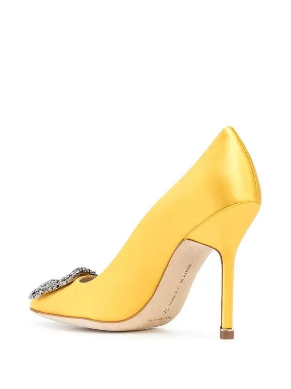 Manolo Blahnik Hangisi Satin Jewel Buckle Pumps