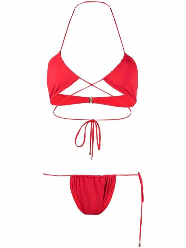 MANOKHI Wrap-around Halterneck Bikini - Red