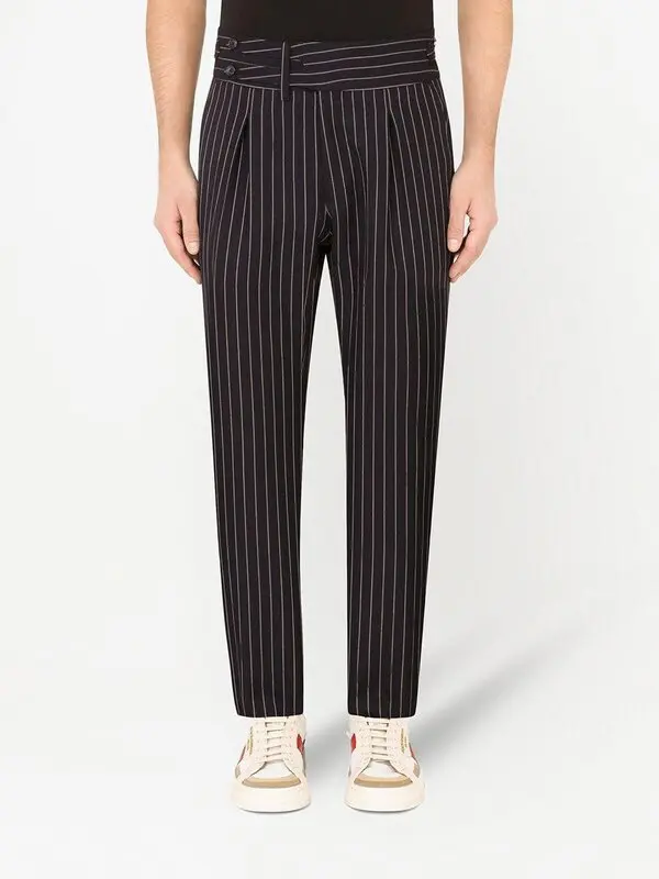 Dolce & Gabbana Pinstriped Tailored Trousers - Black