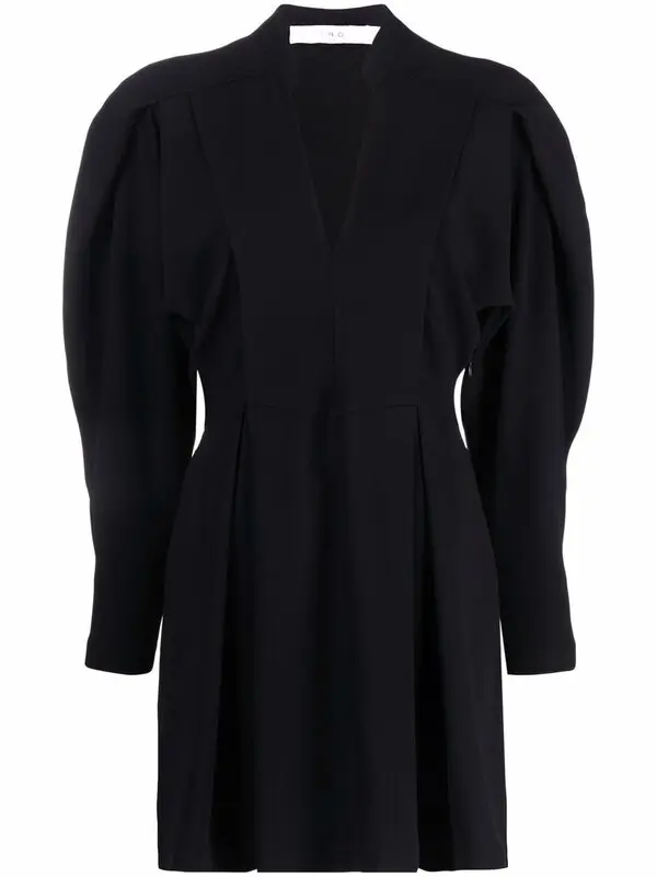 IRO PARIS Long Sleeve V-neck Shirt Dress - Black