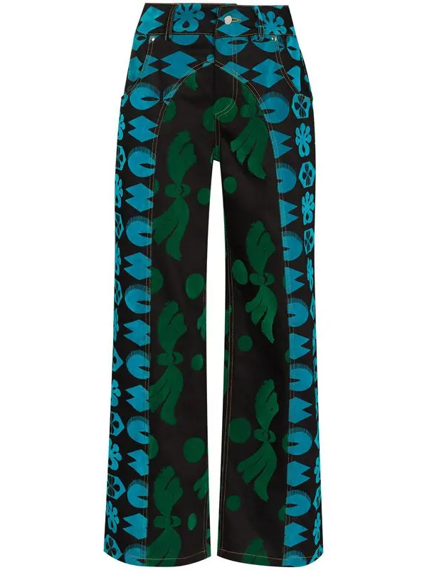 CHOPOVA LOWENA Abtract-print Wide-leg Jean