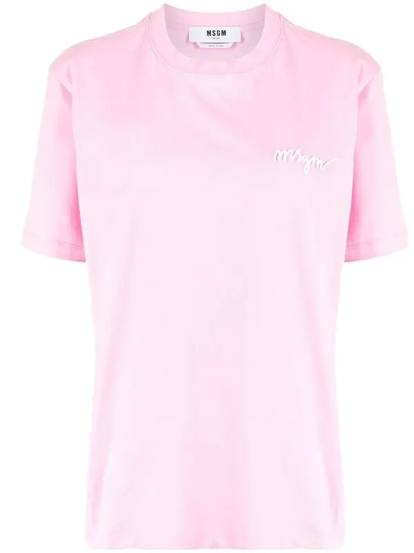 MSGM Chest-logo Crew Neck T-shirt - Pink