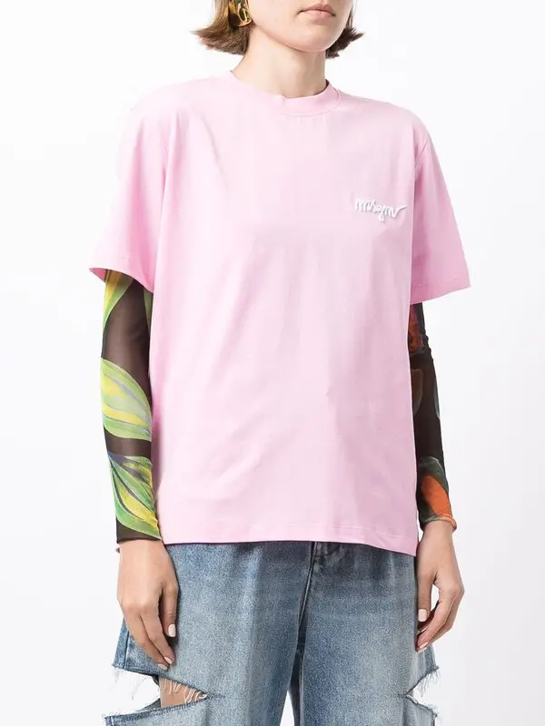 MSGM Chest-logo Crew Neck T-shirt - Pink