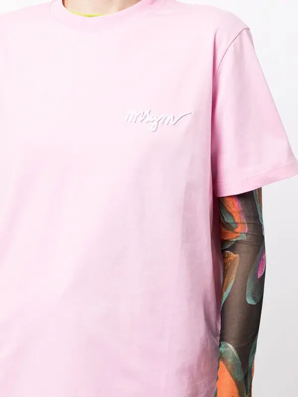 MSGM Chest-logo Crew Neck T-shirt - Pink