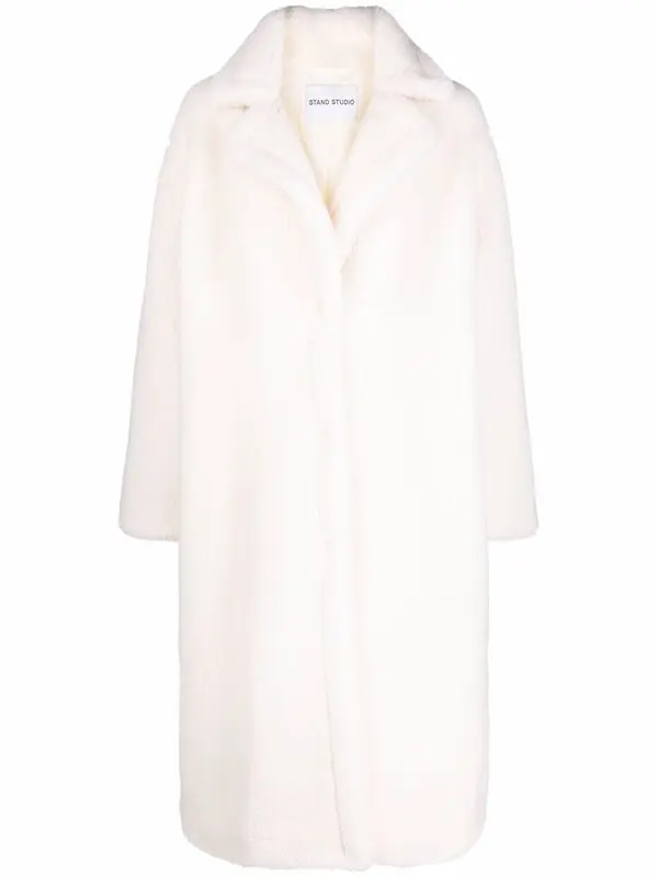 STAND STUDIO Maria Faux Shearling Coat - White