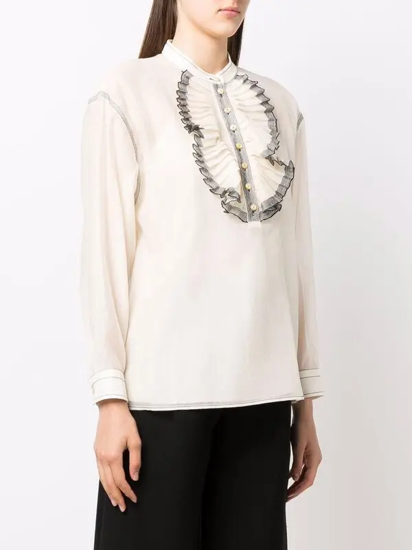 Tory Burch Ruffle-trim Long-sleeved Blouse