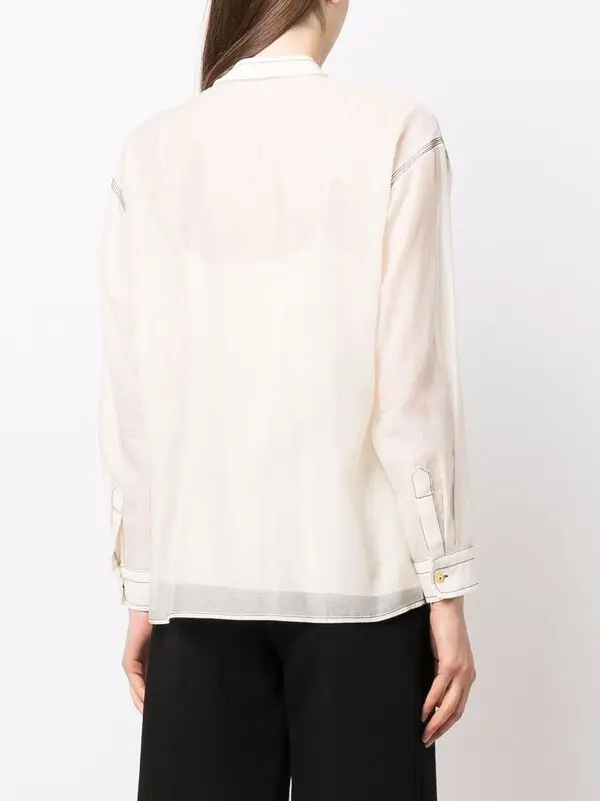 Tory Burch Ruffle-trim Long-sleeved Blouse