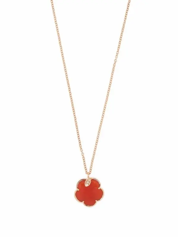 Pasquale Bruni 18kt Rose Gold Petit Joli Carnelian And Diamond Pendant Necklace - Pink