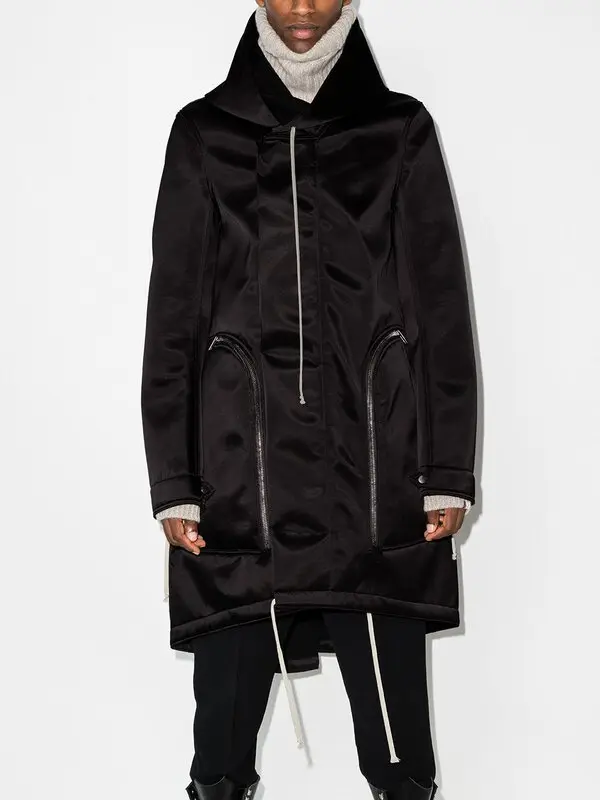 Rick Owens Bauhaus Fishtail Oversized Coat In Black - 40% Off