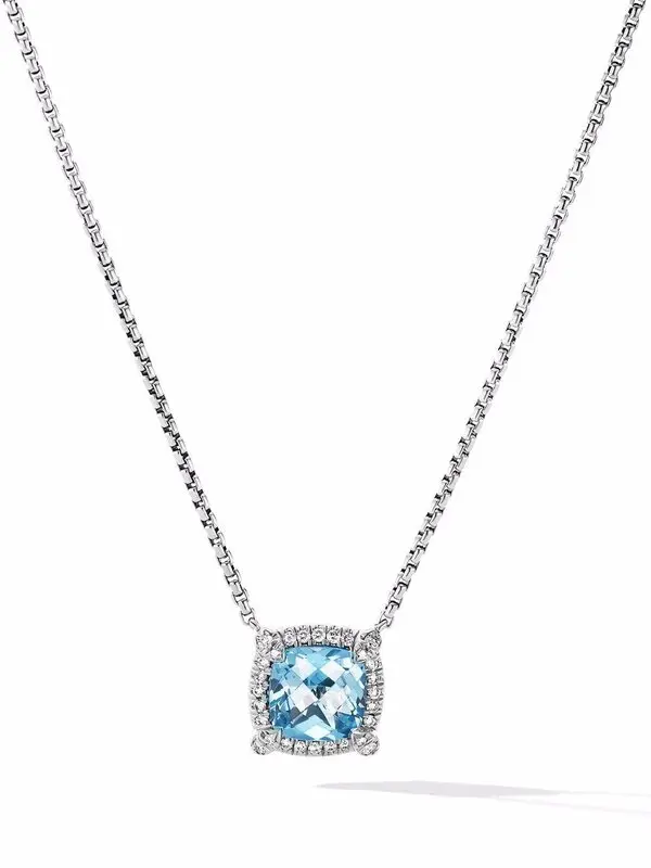 David Yurman Sterling Petite Chatelaine Topaz And Diamond Necklace - Silver