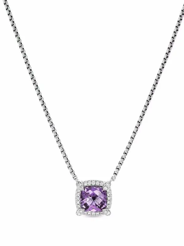 David Yurman Sterling Petite Chatelaine Amethyst And Diamond Necklace - Silver