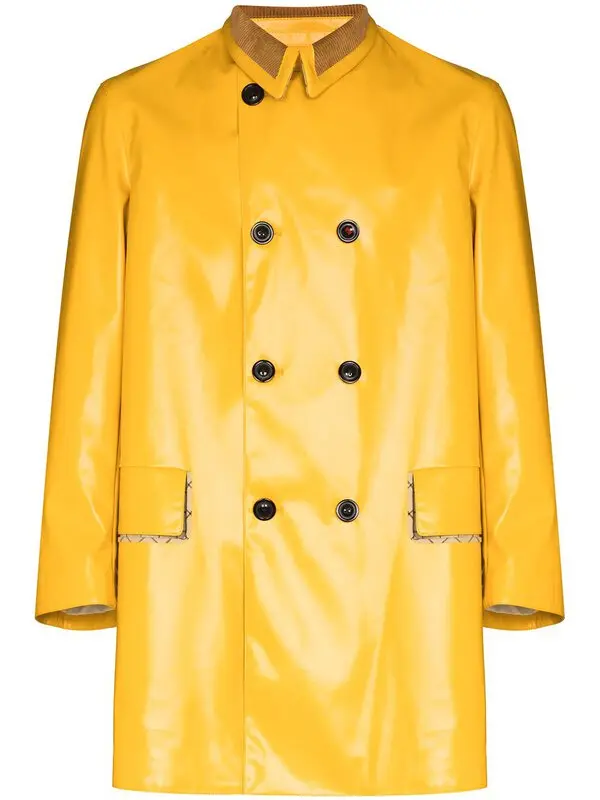 MAISON MARGIELA Coated-finish Double-breasted Coat - Yellow