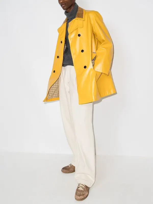 MAISON MARGIELA Coated-finish Double-breasted Coat