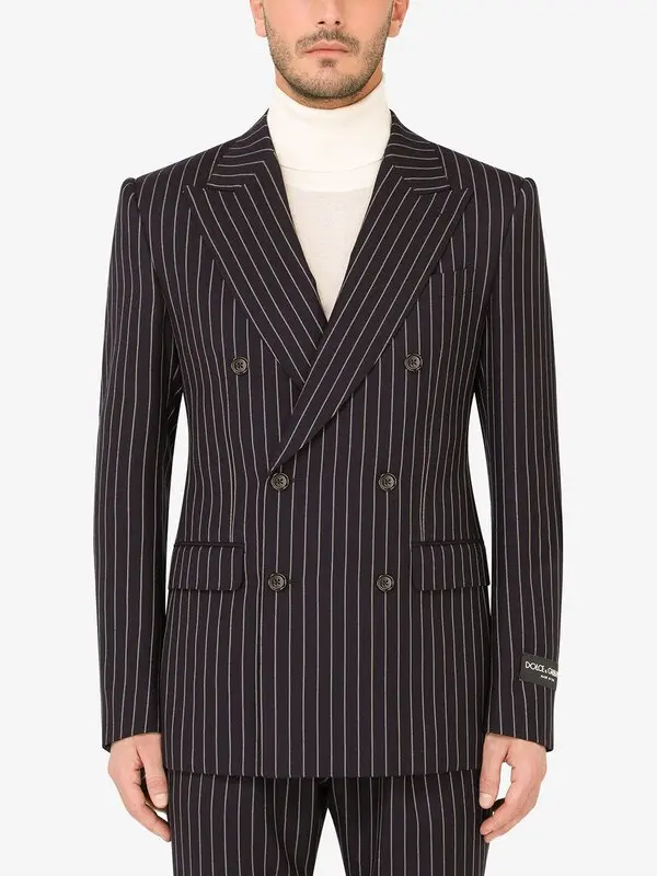Dolce & Gabbana Double-breasted Pinstripe Blazer - Blue