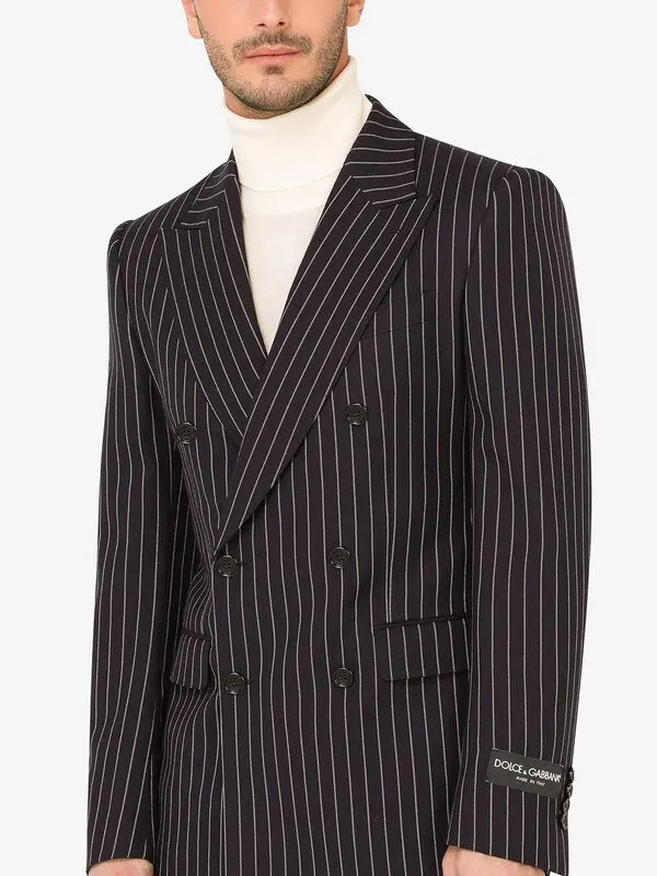 Dolce & Gabbana Double-breasted Pinstripe Blazer - Blue