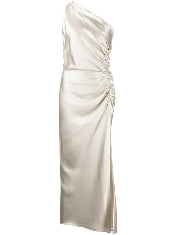 Michelle Mason Asymmetrical Silk Dress - Neutrals