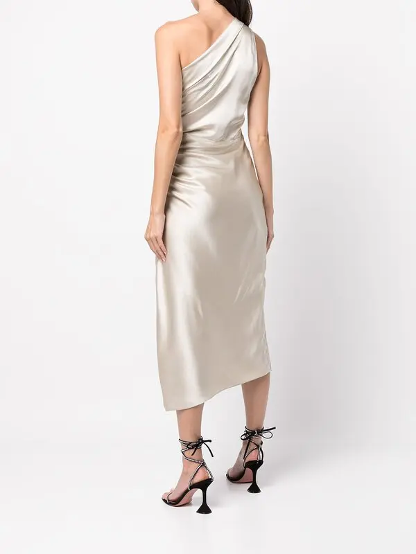 Michelle Mason Asymmetrical Silk Dress - Neutrals