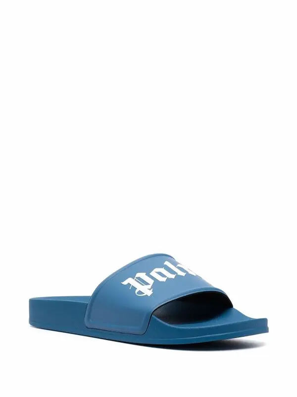 Palm Angels Logo-print Slides - Blue