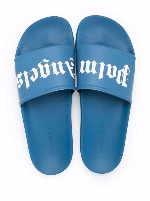 Palm Angels Logo-print Slides - Blue