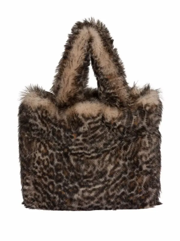 Miu Miu Leopard Print Shearling Tote - Brown | Editorialist