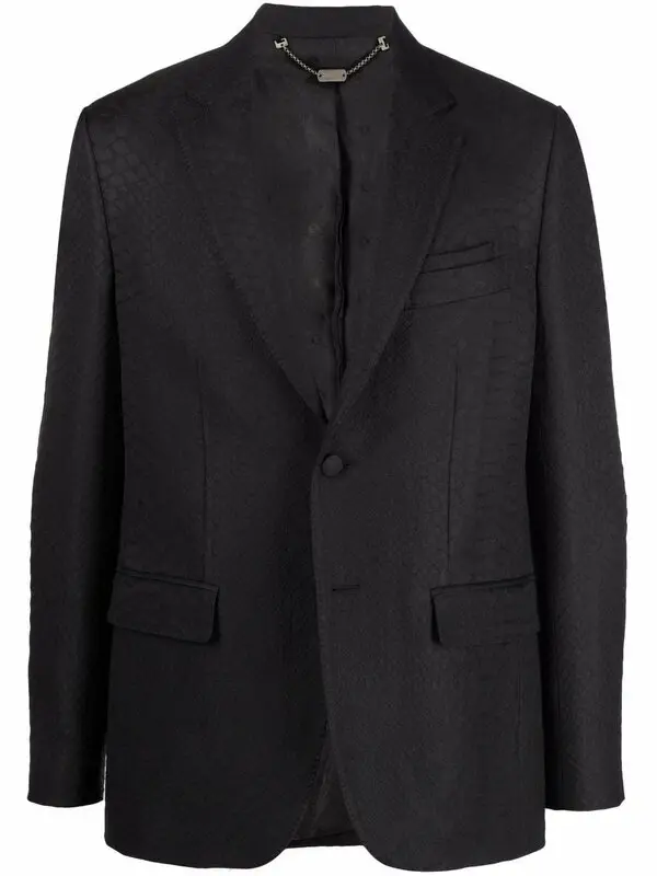BILLIONAIRE Jacquard Crocodile-effect Tailored Blazer - Black