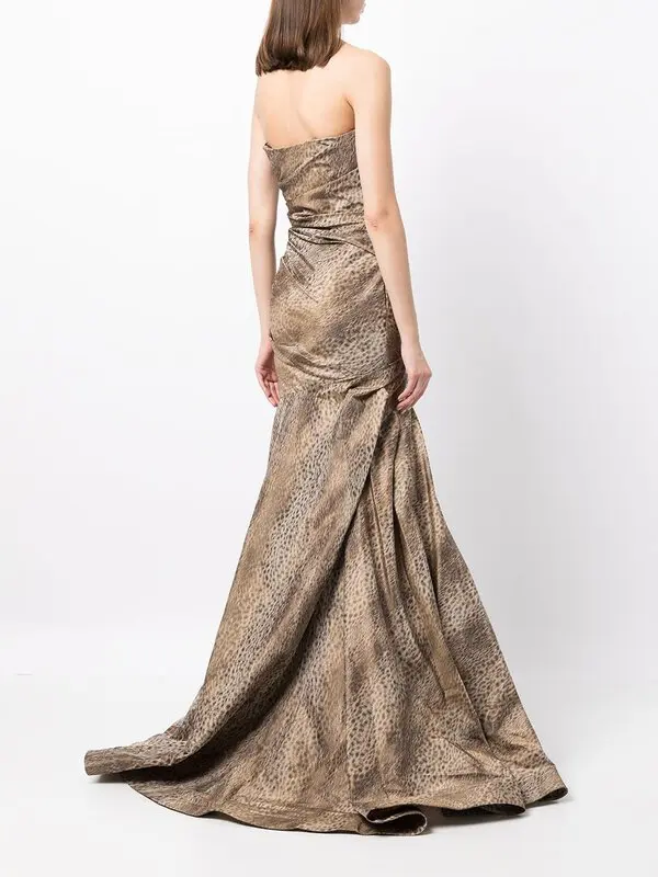 Monique Lhuillier Sleeveless Cheetah-print Trumpet Gown