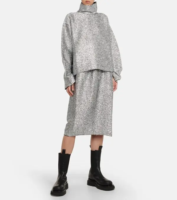 Moncler 1952 Lurex® Wool-blend Midi Skirt