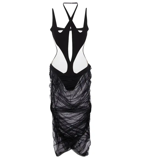 MUGLER Cutout Stretch-jersey Midi Dress