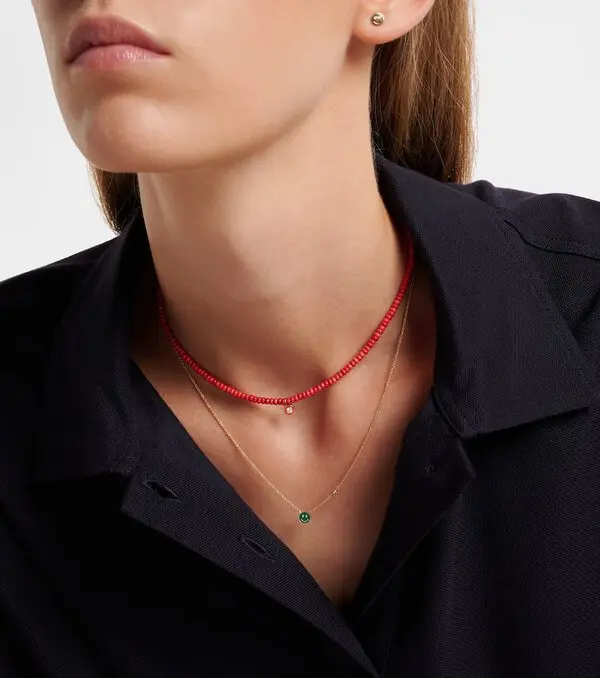 SYDNEY EVAN Bamboo Coral And 14kt Gold Charm Necklace
