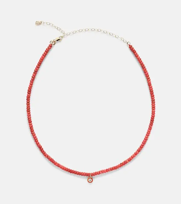 SYDNEY EVAN Bamboo Coral And 14kt Gold Charm Necklace - Orange