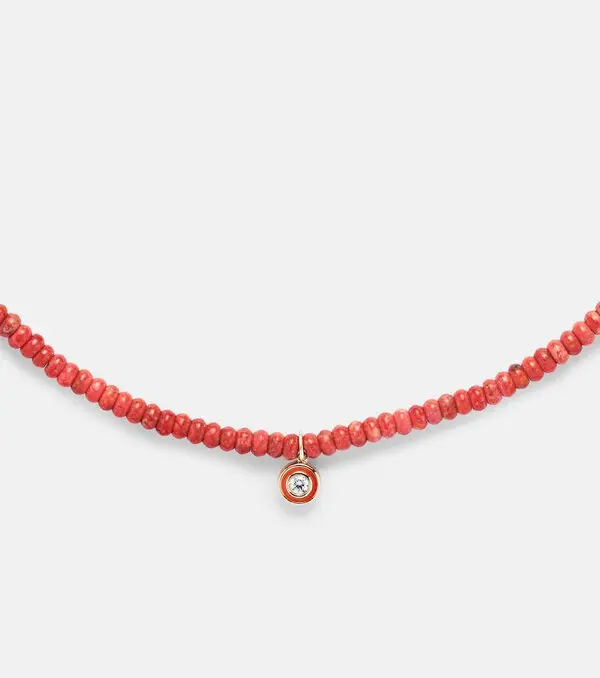 SYDNEY EVAN Bamboo Coral And 14kt Gold Charm Necklace