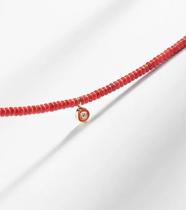 SYDNEY EVAN Bamboo Coral And 14kt Gold Charm Necklace