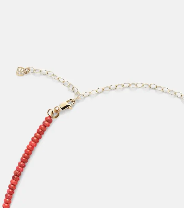 SYDNEY EVAN Bamboo Coral And 14kt Gold Charm Necklace