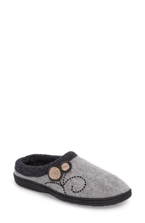 Acorn Dara Wool Blend Slipper - Light Grey Button