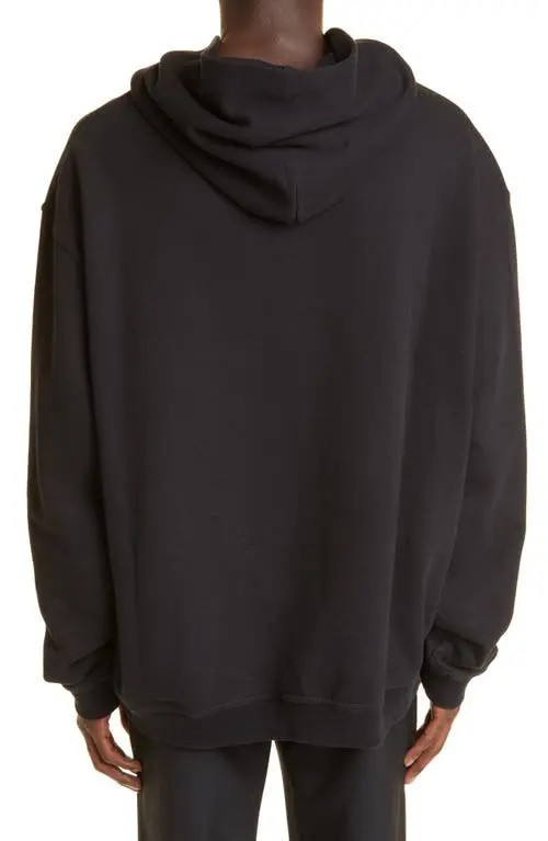 MAISON MARGIELA Embroidered Logo Cotton Hoodie - Black