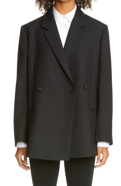 TOTEME Oversized Double-breasted Wool Blazer - Black