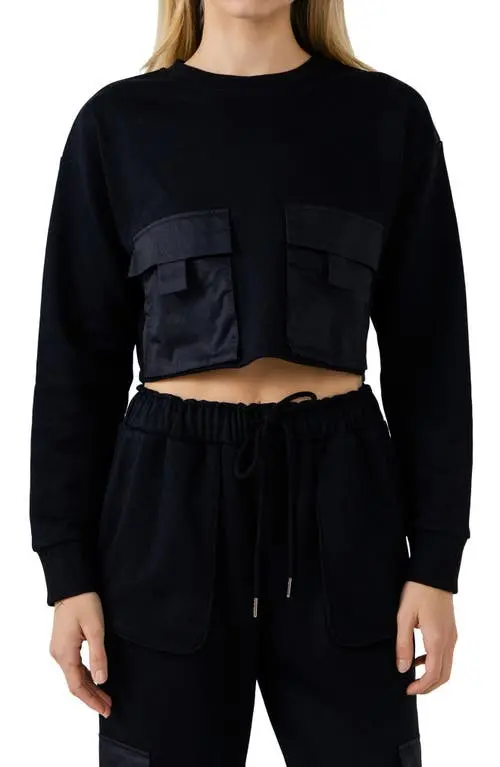 GREY LAB Crop Pocket Cotton Sweatshirt