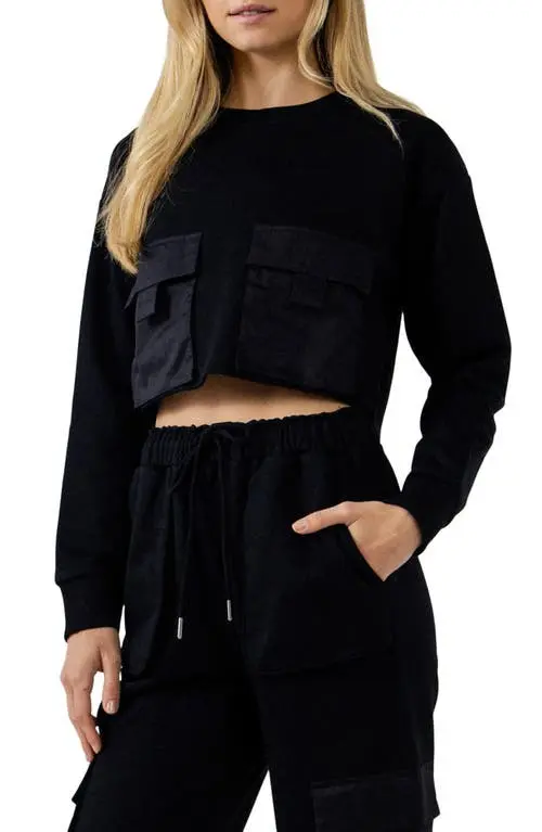 GREY LAB Crop Pocket Cotton Sweatshirt