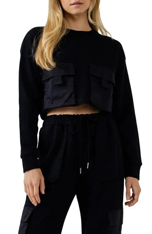 GREY LAB Crop Pocket Cotton Sweatshirt