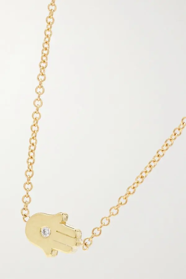 JENNIFER MEYER Mini Hamsa 18-karat Diamond Necklace
