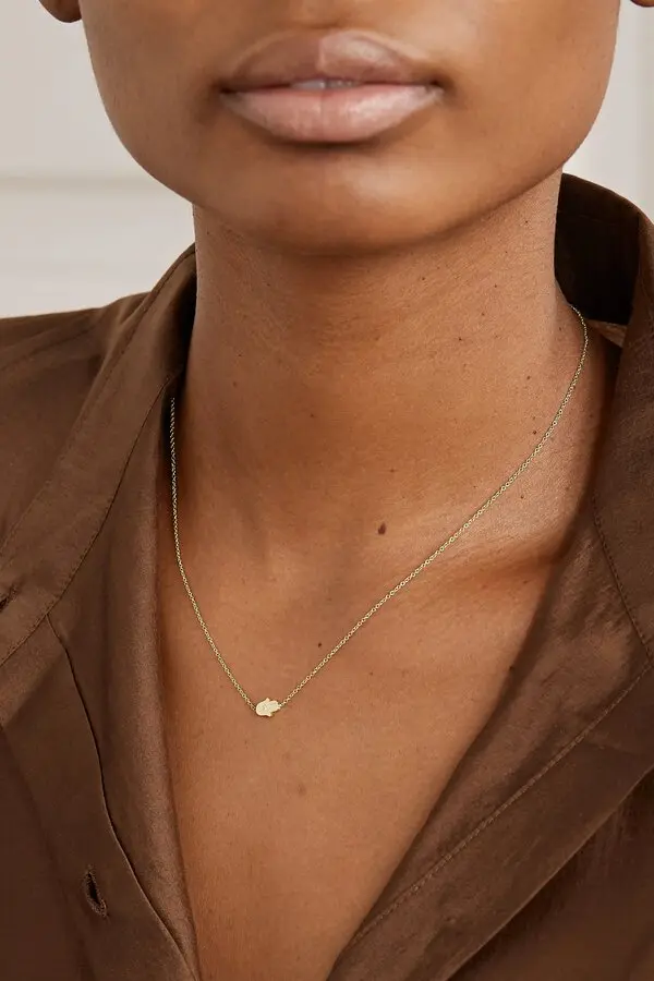 JENNIFER MEYER Mini Hamsa 18-karat Diamond Necklace