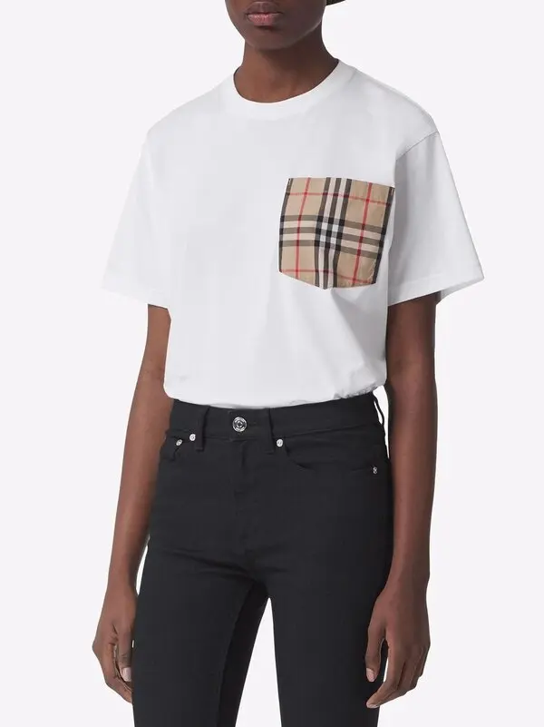 Burberry Vintage Check Pocket Cotton T-shirt - White