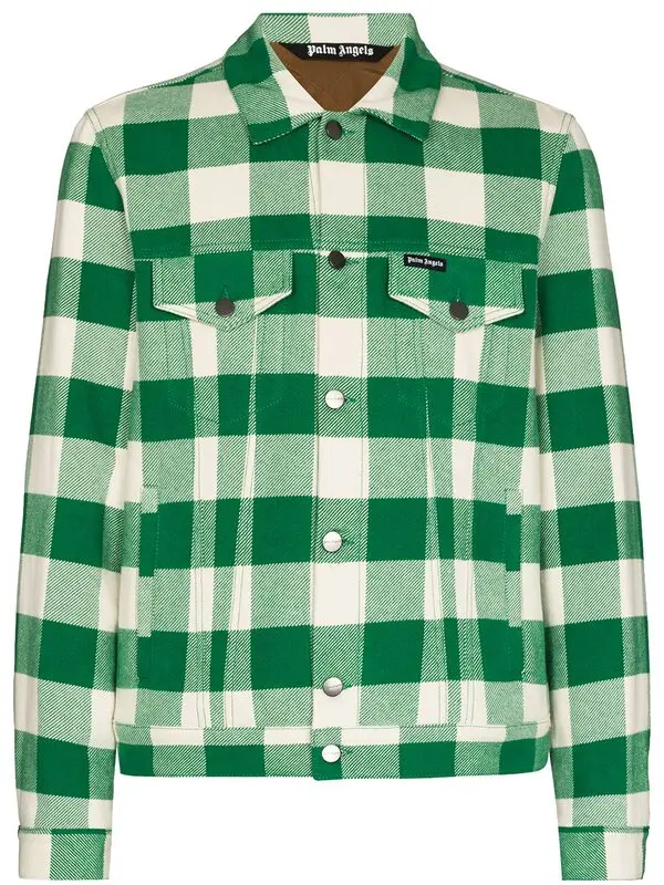 Palm Angels Logo Print Checked Overshirt