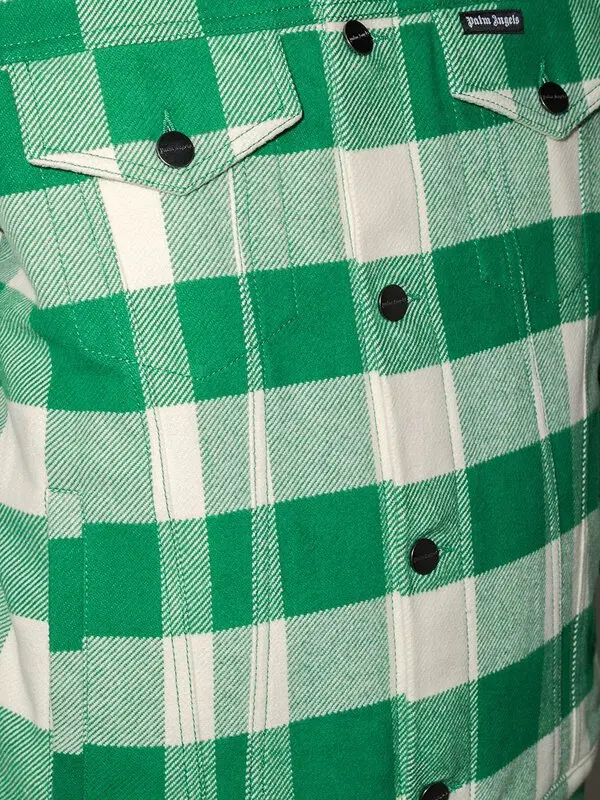 Palm Angels Logo Print Checked Overshirt